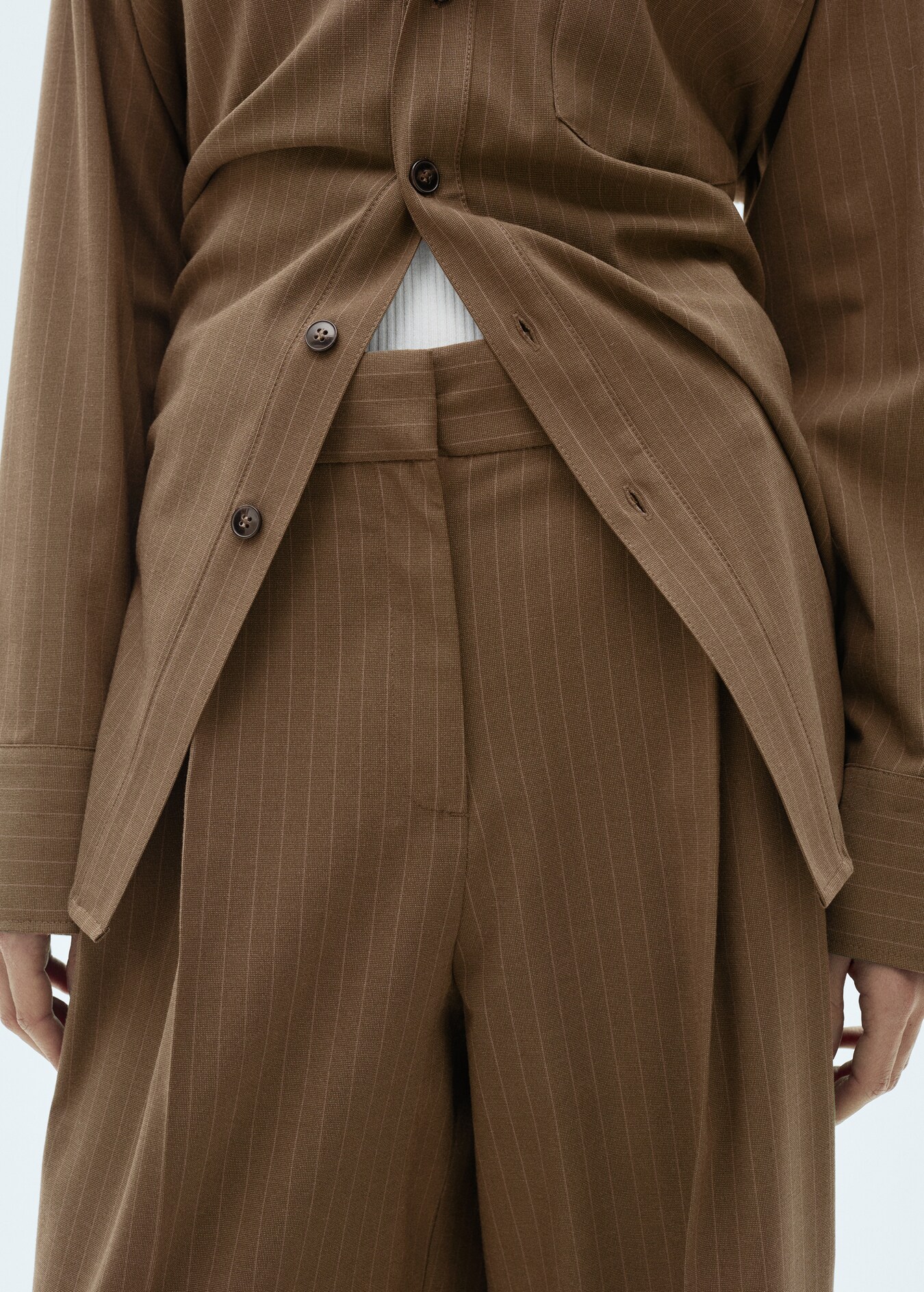 Chalk-stripe trousers - Women | MANGO USA