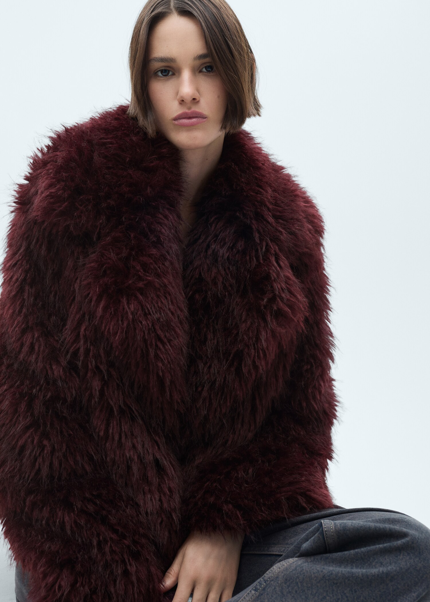 Fur-effect jacket with lapels - Women | MANGO Taiwan area