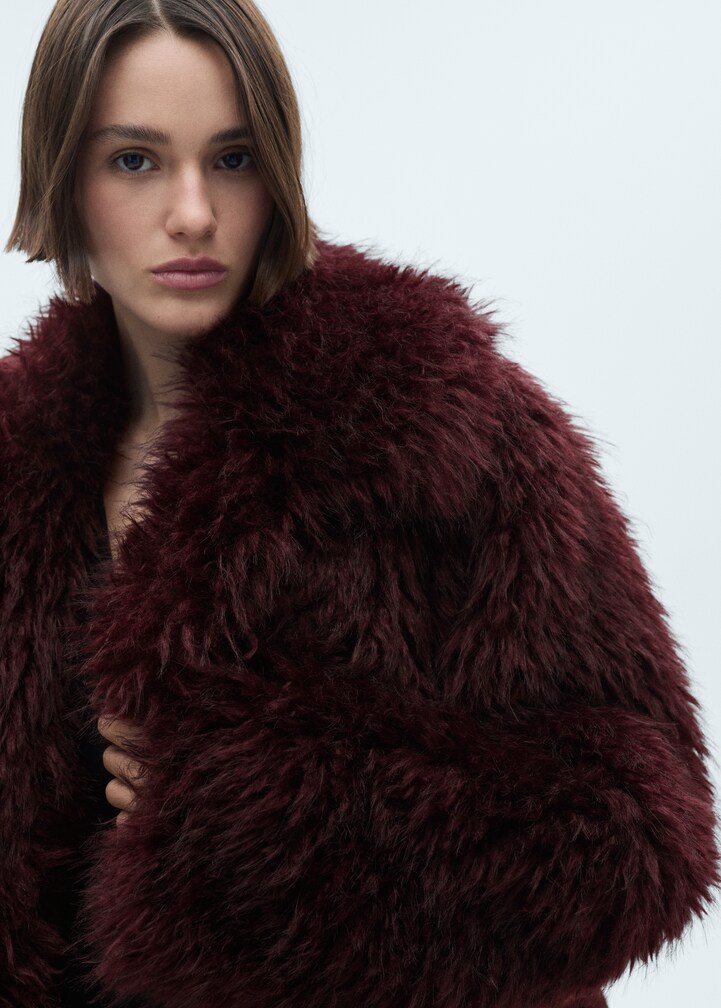 Fur-effect jacket with lapels - Women | MANGO Taiwan area