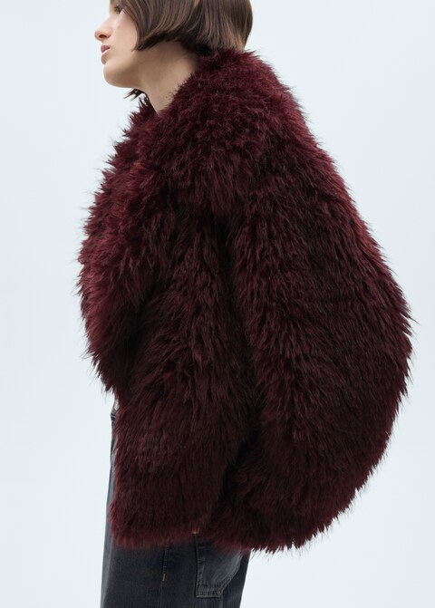 Fur-effect jacket with lapels - Women | MANGO Taiwan area
