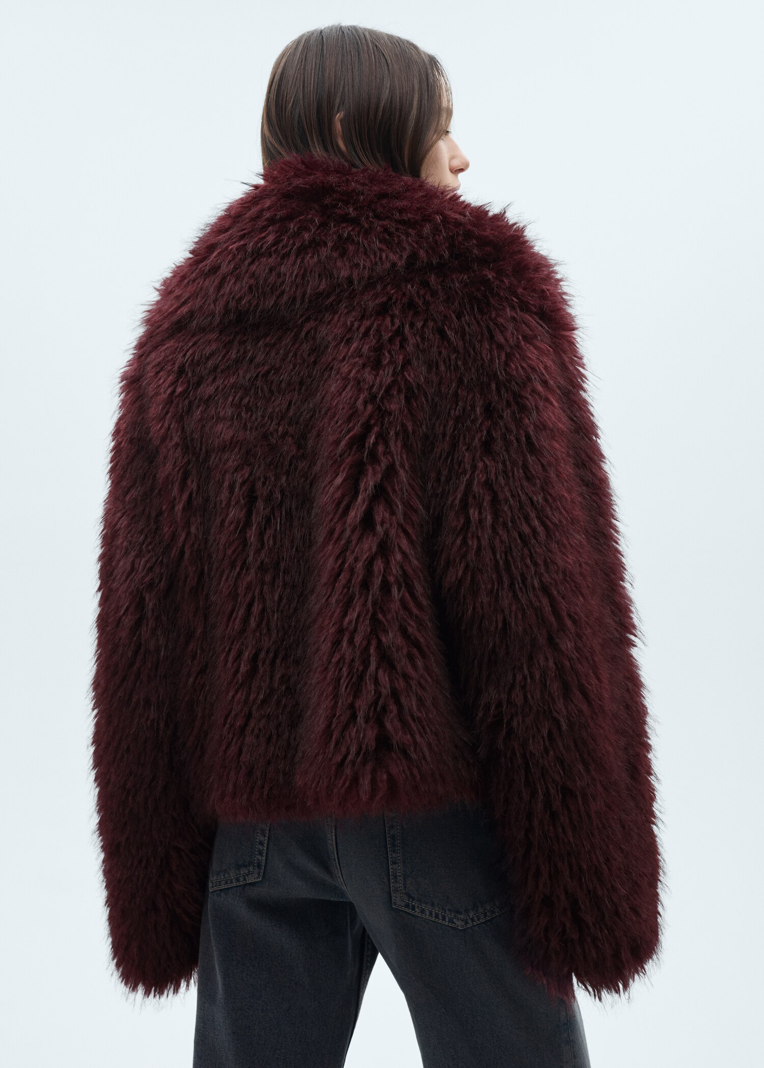 Fur-effect jacket with lapels - Women | MANGO Taiwan area