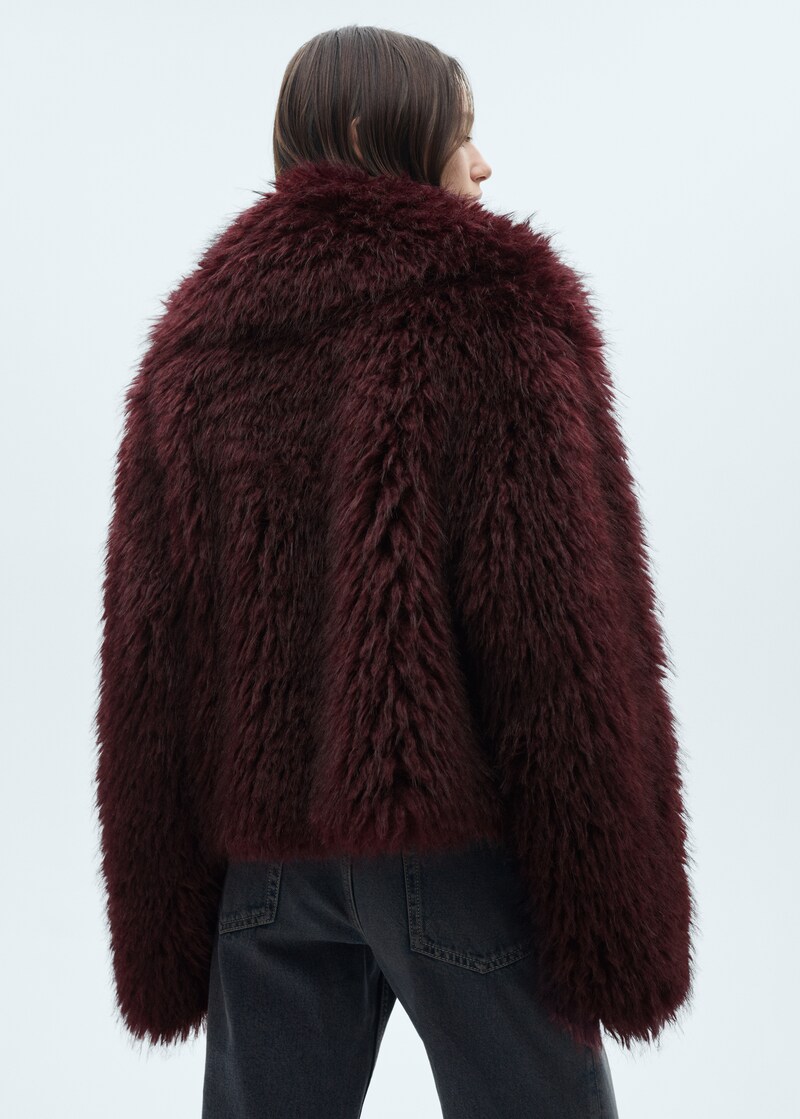 Fur-effect jacket with lapels - Women | MANGO Taiwan area