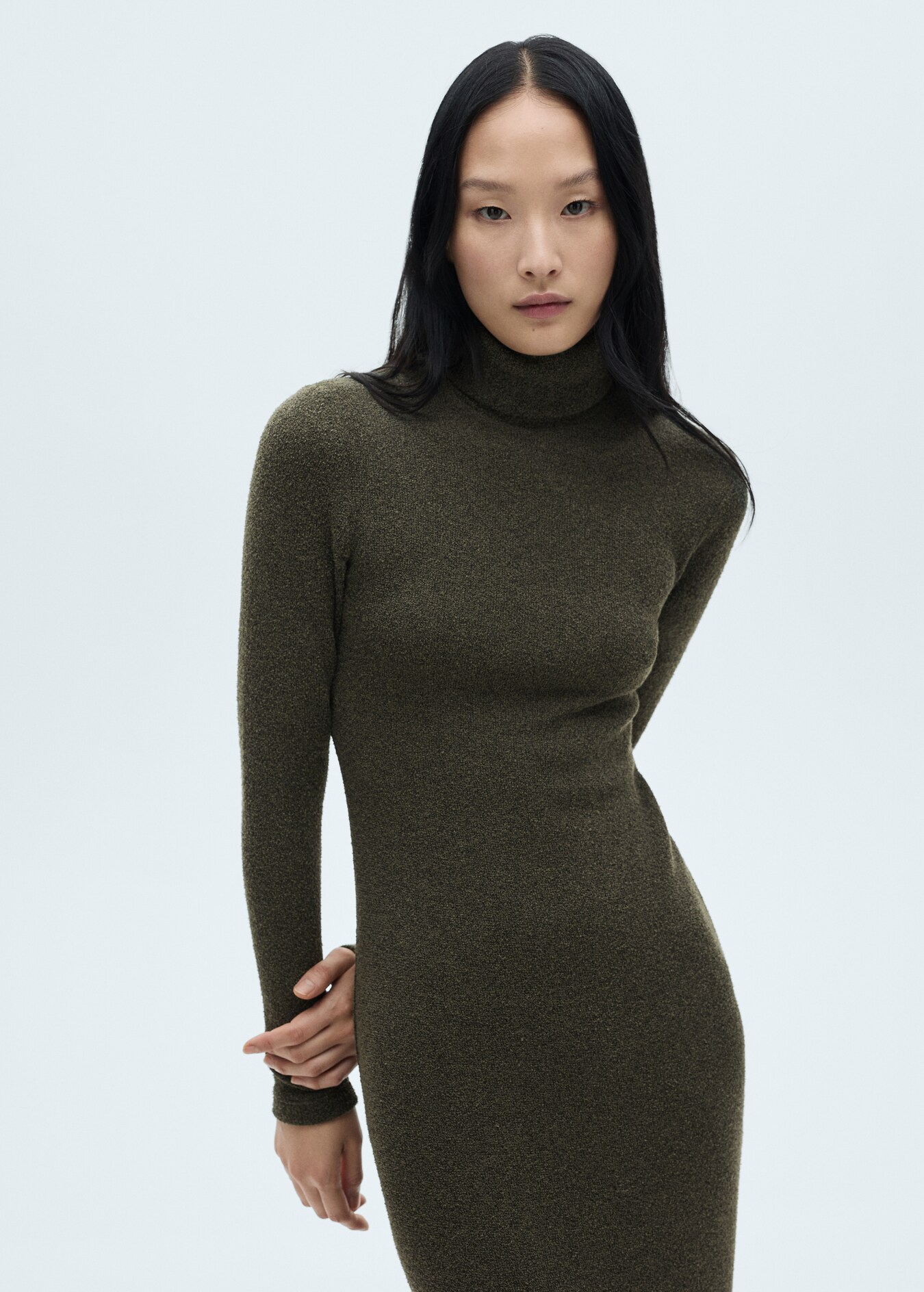 Knitted turtleneck dress - Women | MANGO USA
