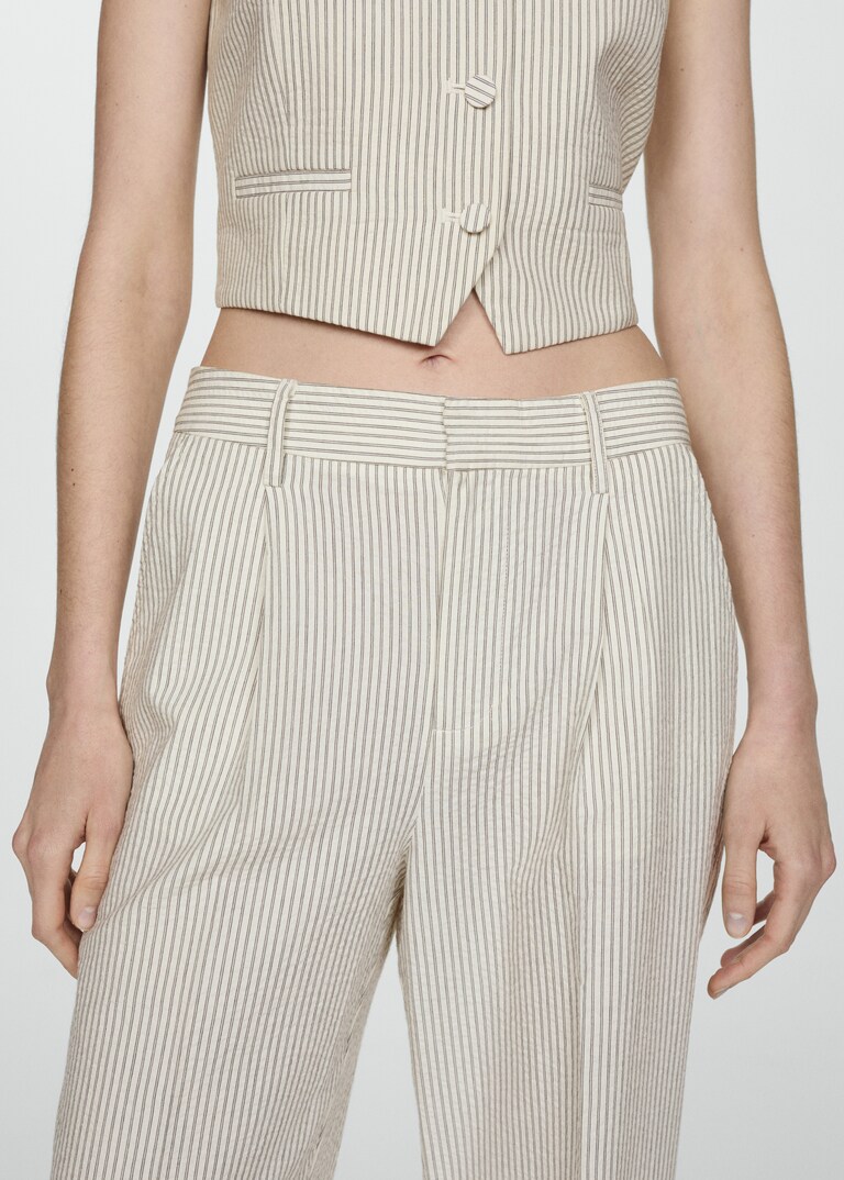 Straight striped trousers - Women | MANGO USA