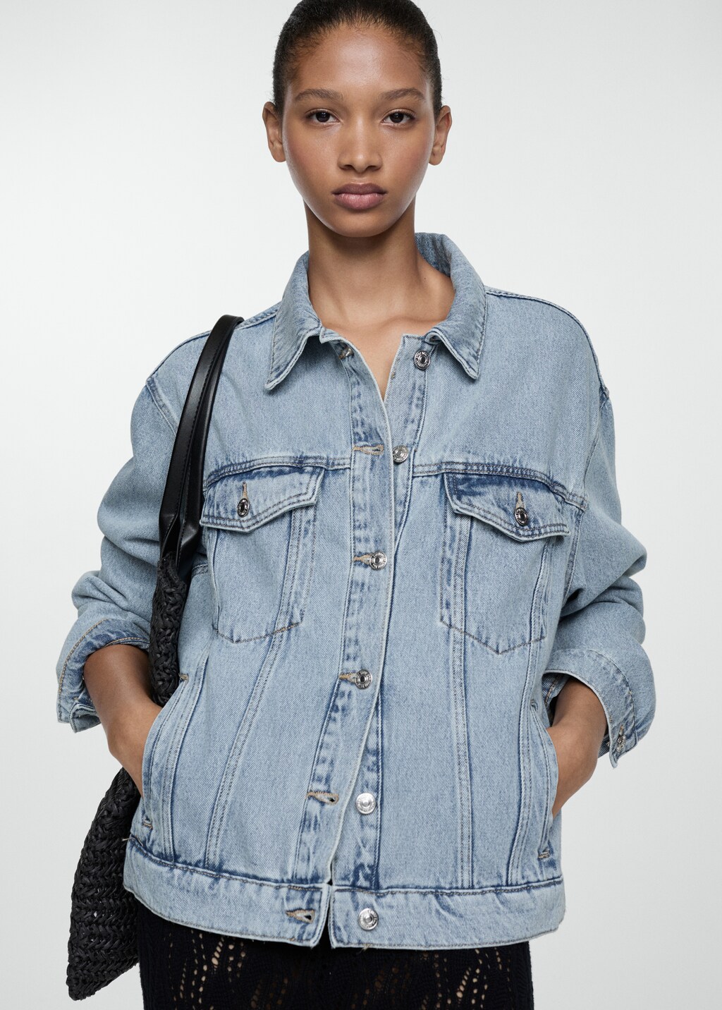 Oversize denim jacket - Women | MANGO United Arab Emirates