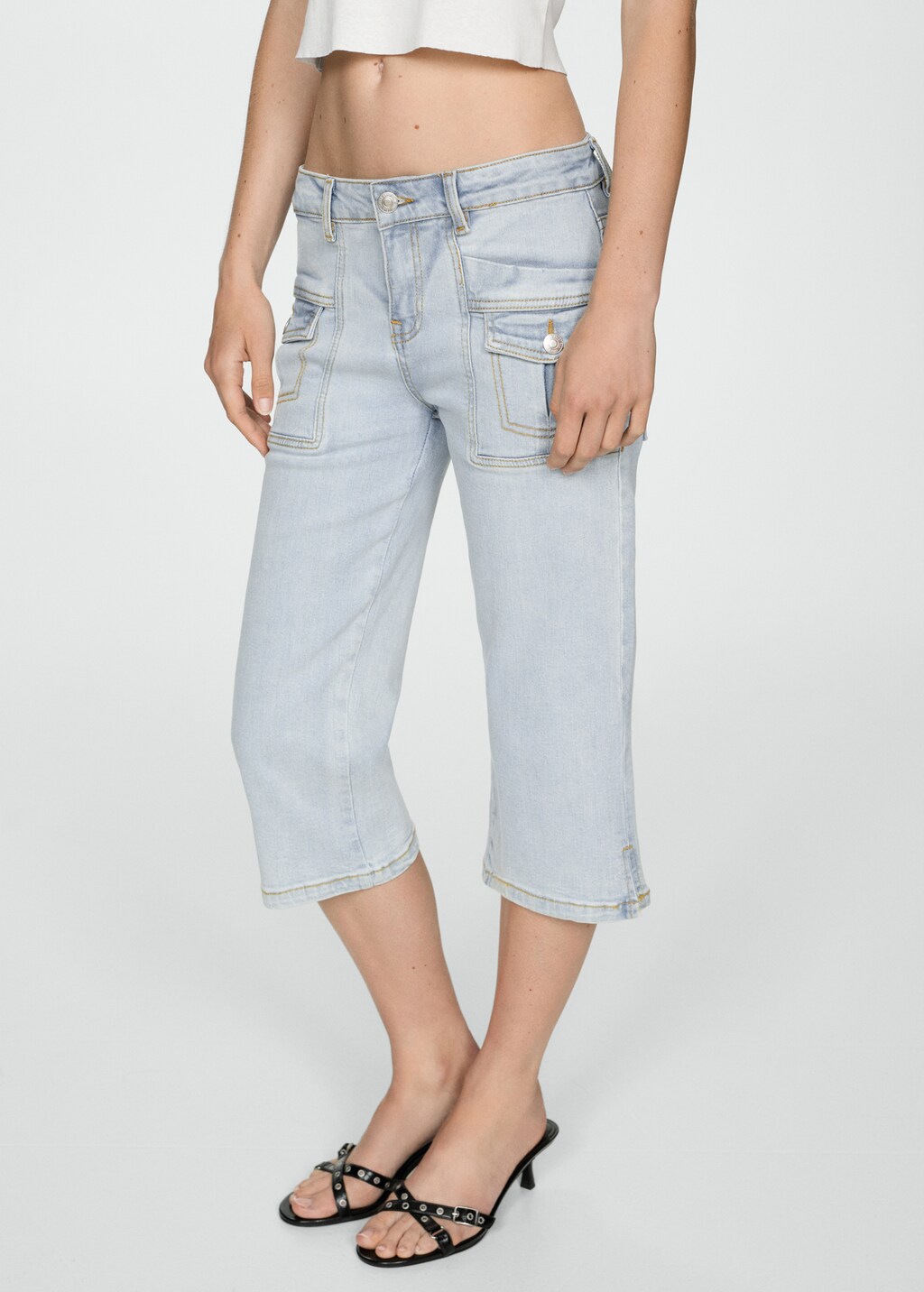 Jeans capri rectos - Mujer | MANGO EE.UU