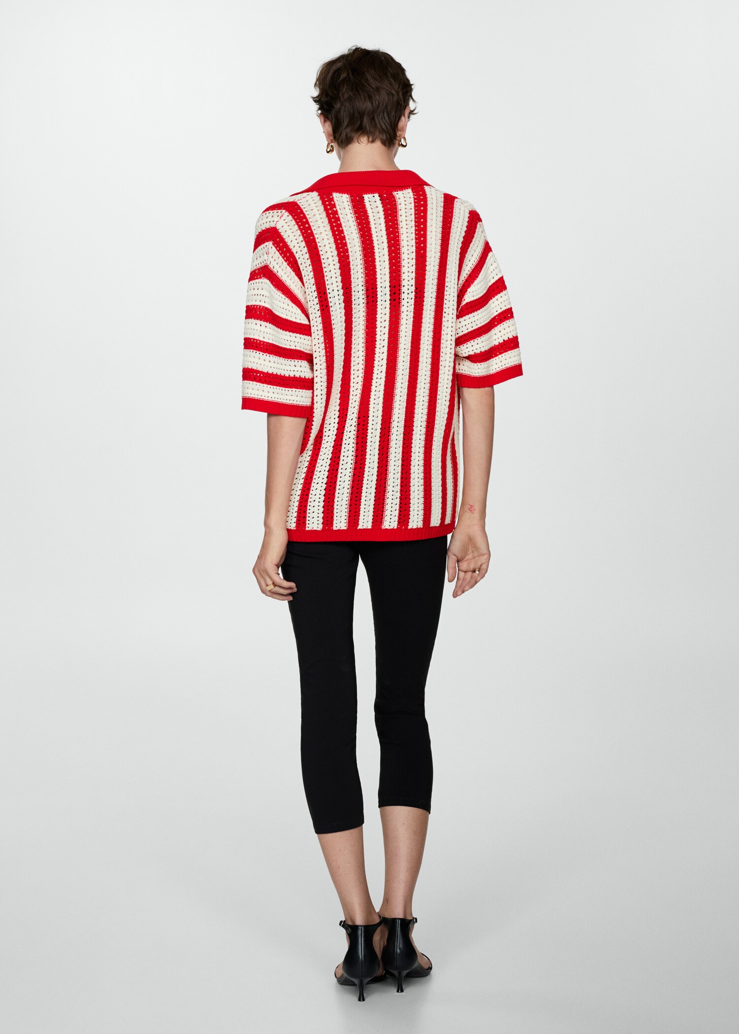 Striped openwork cardigan - Woman | MANGO USA