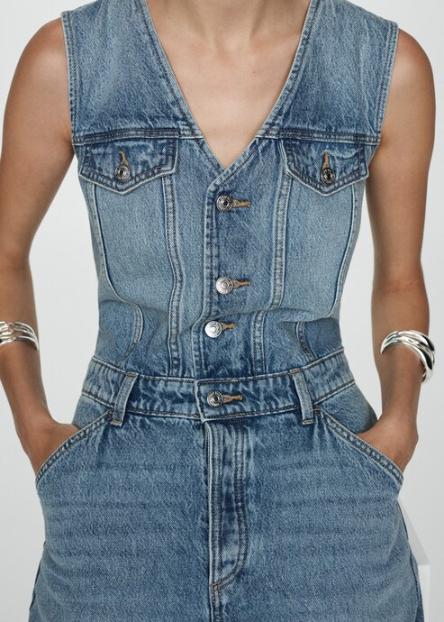Long Denim Jumpsuit Women Mango Usa