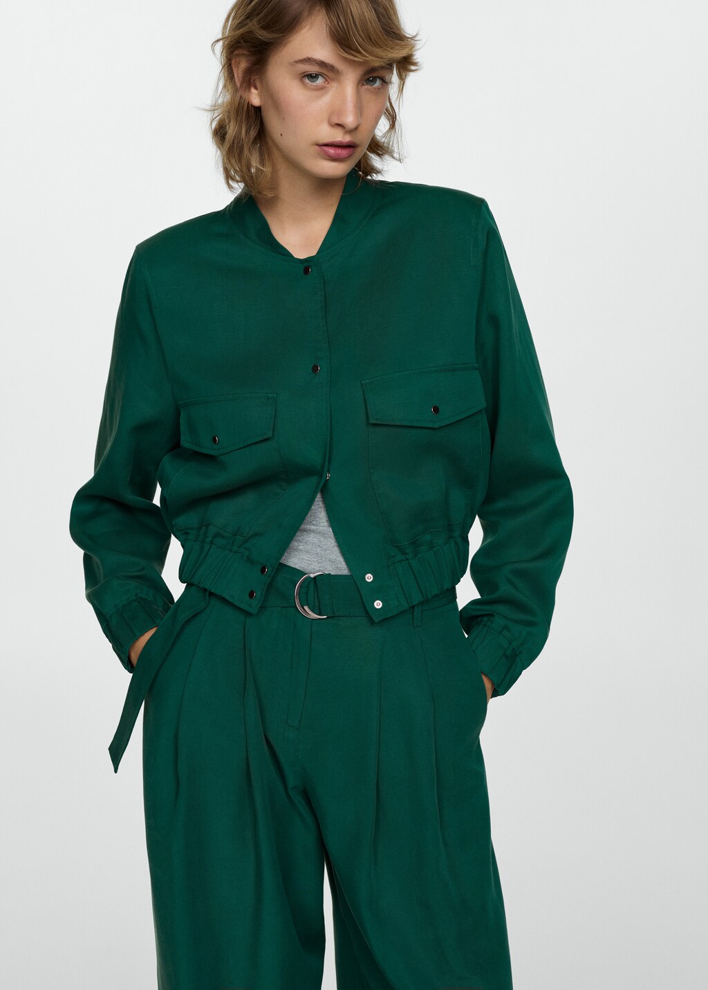 Lyocell jacket with pockets - Woman | MANGO USA