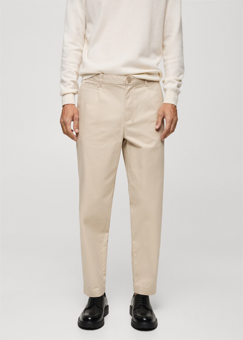 Regular Fit Pleated Cotton Trousers Men Mango Vietnam