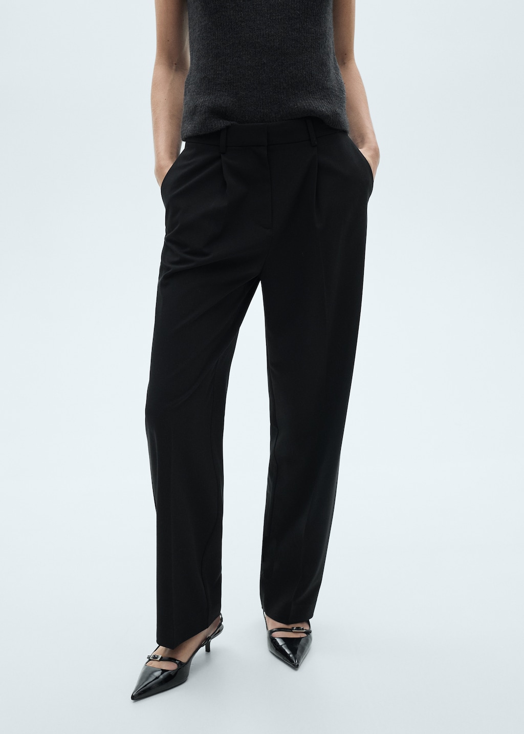 Straight fit Pleated Trousers Women MANGO USA Straight fit Pleated Trousers Women MANGO USA