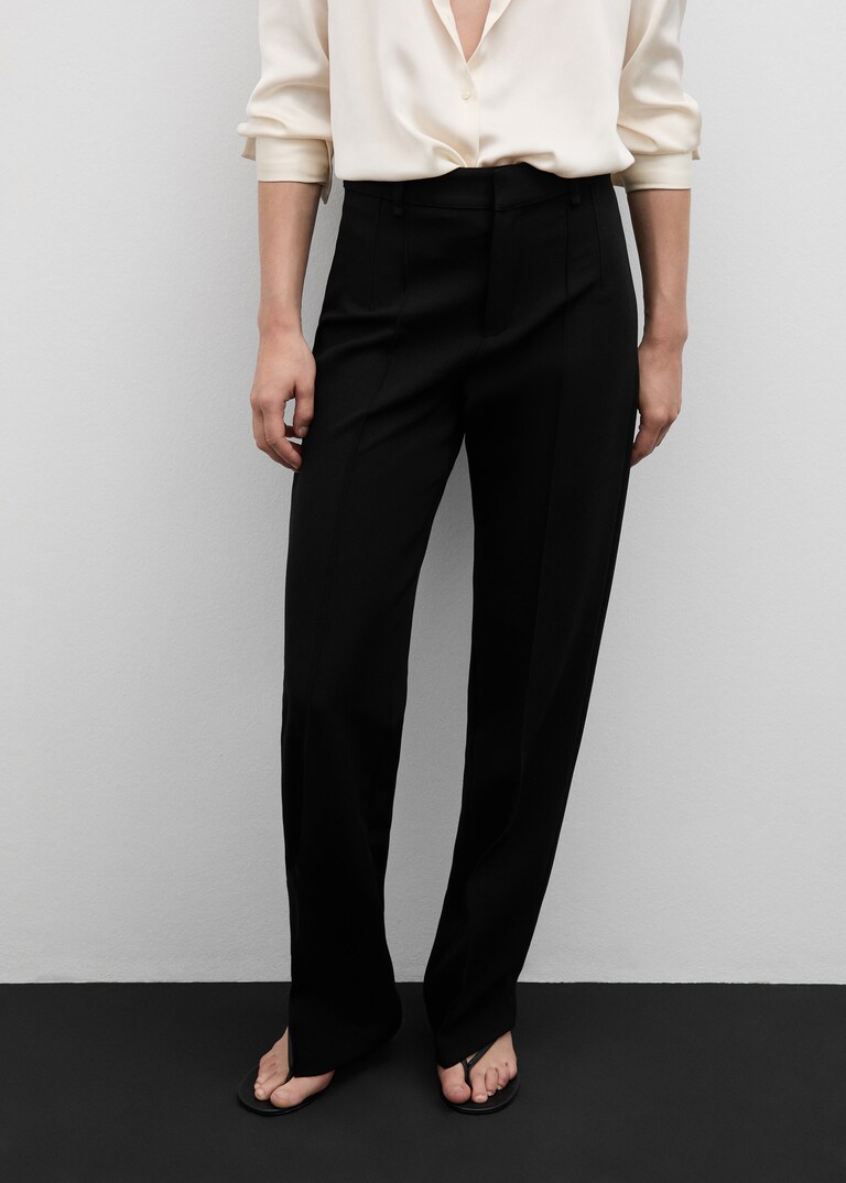 Straight Fit Trousers With Decorative Seams Women Mango United Kingdom
