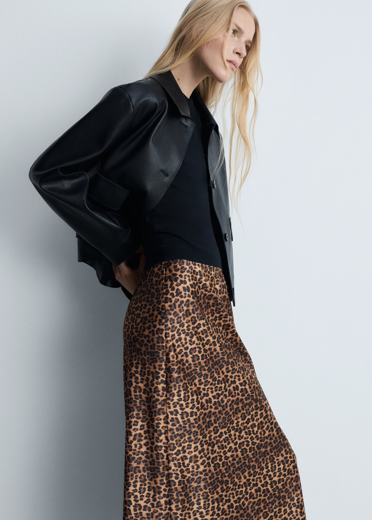 Leopard-print satin skirt - Women | MANGO USA