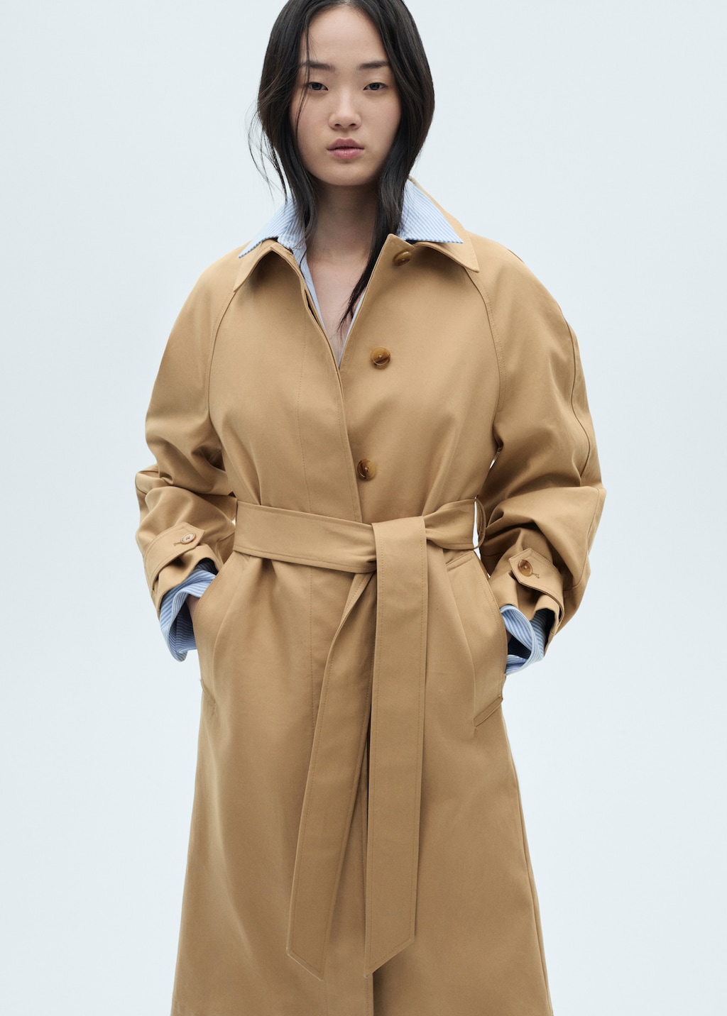 Cotton trench coat with belt - Women | MANGO Maldives