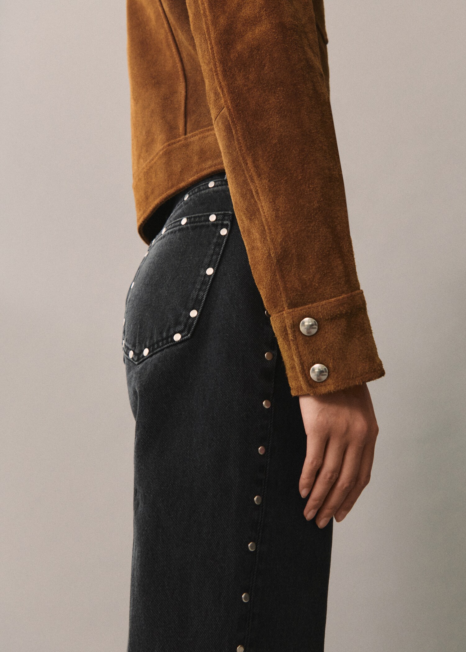 Straight-fit jeans with studs - Women | MANGO USA