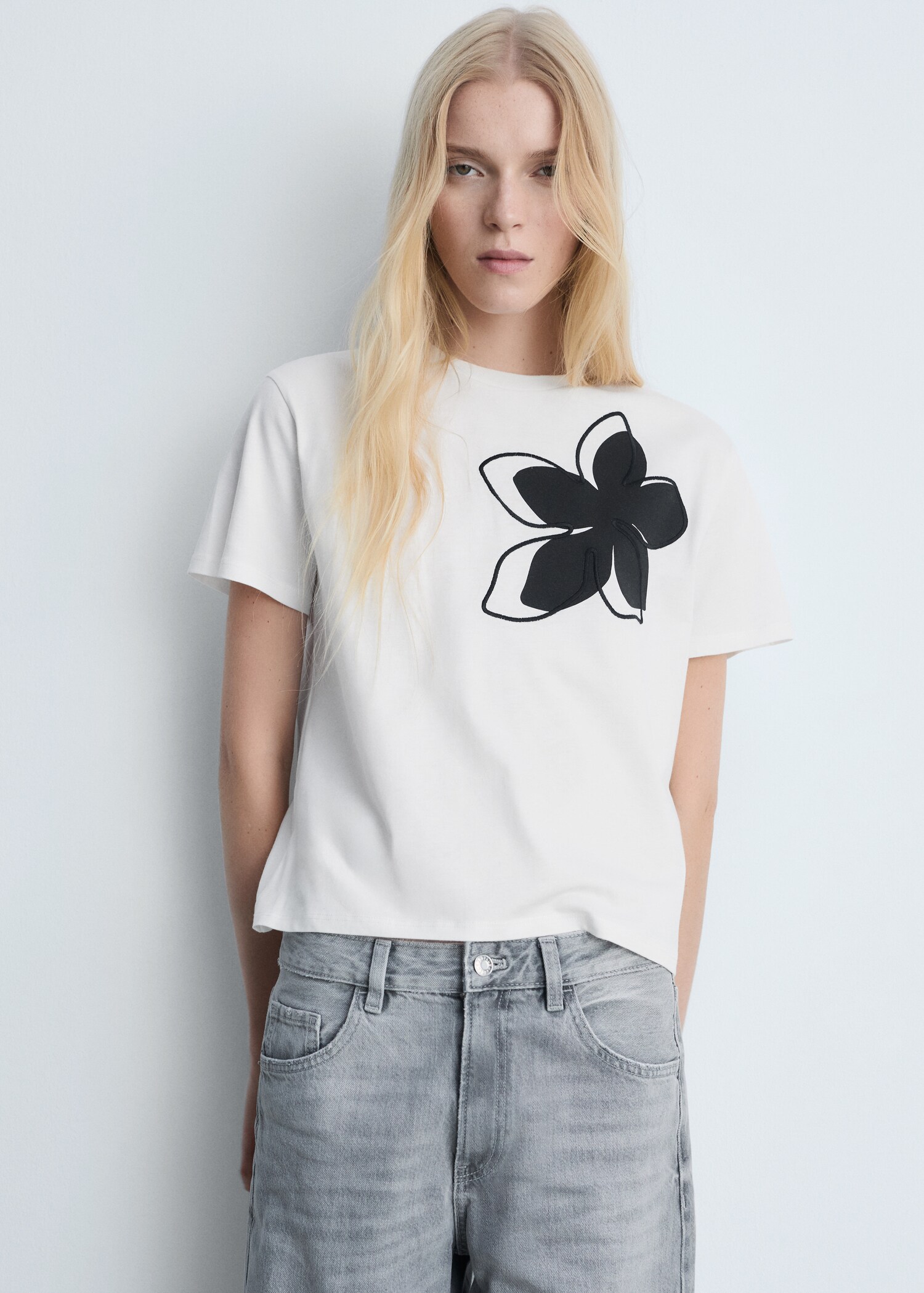 Printed Cotton Blend T Shirt Women Mango Usa