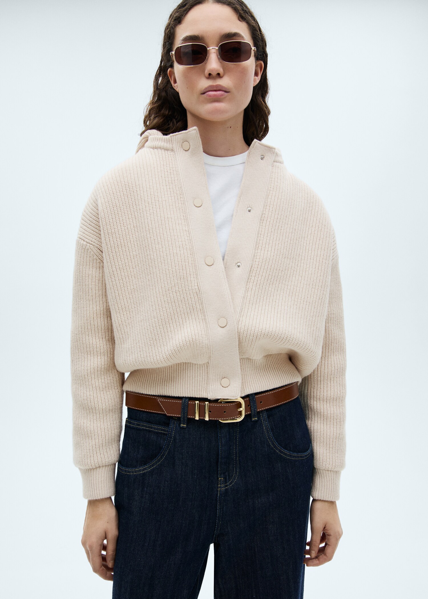 Knitted hooded jacket - Women | MANGO USA