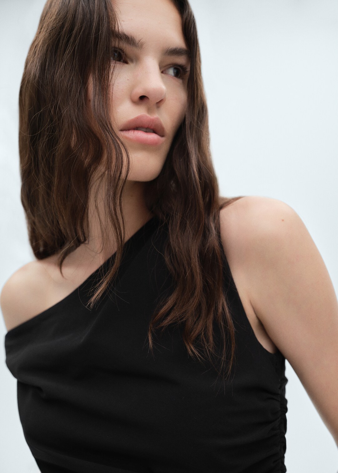 Asymmetrical Dress With Gathered Details Women Mango Usa