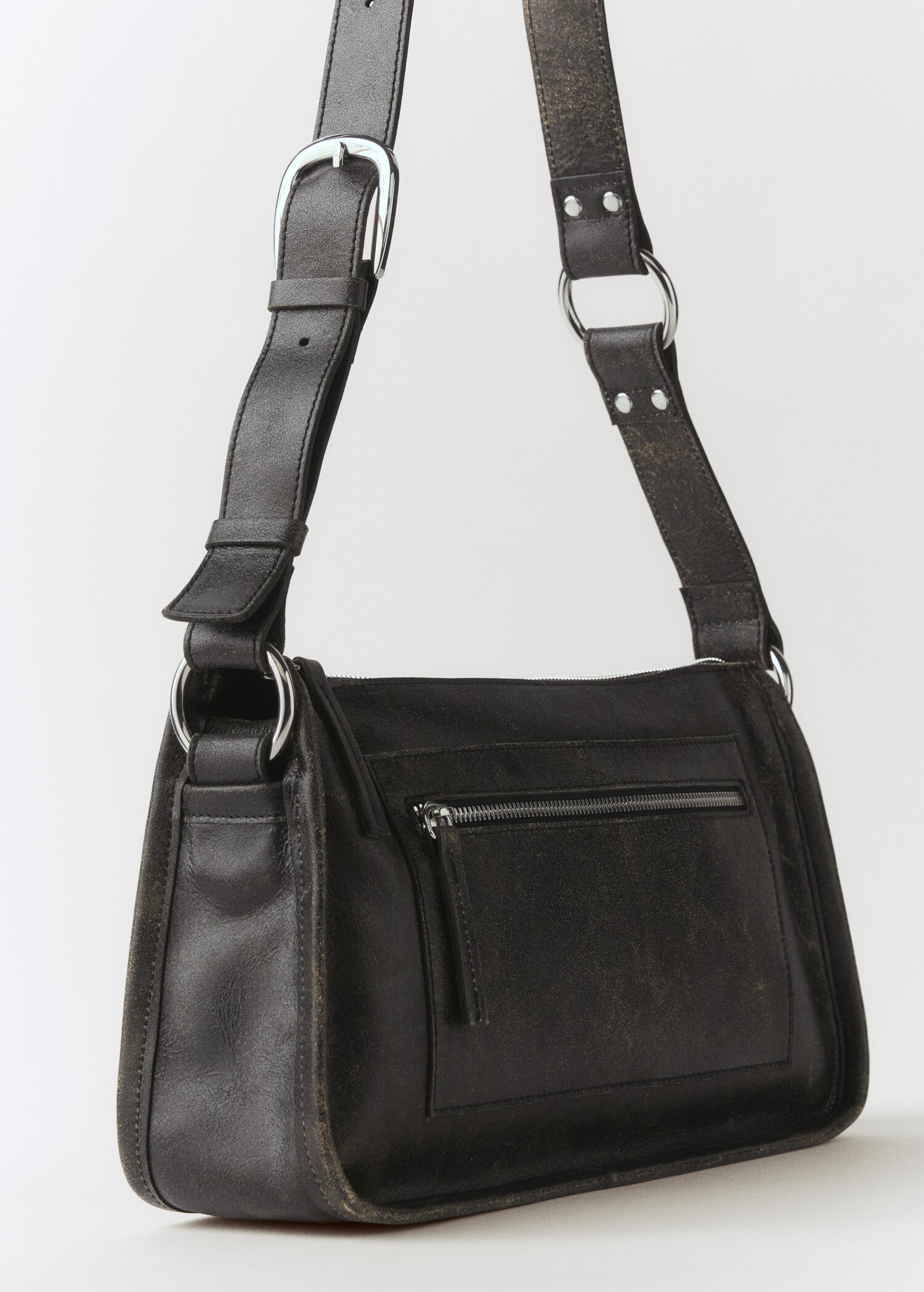Leather bag with metallic details - Women | MANGO USA