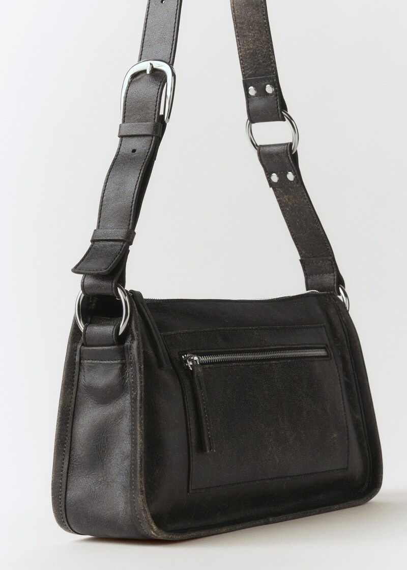 Leather bag with metallic details - Women | MANGO USA