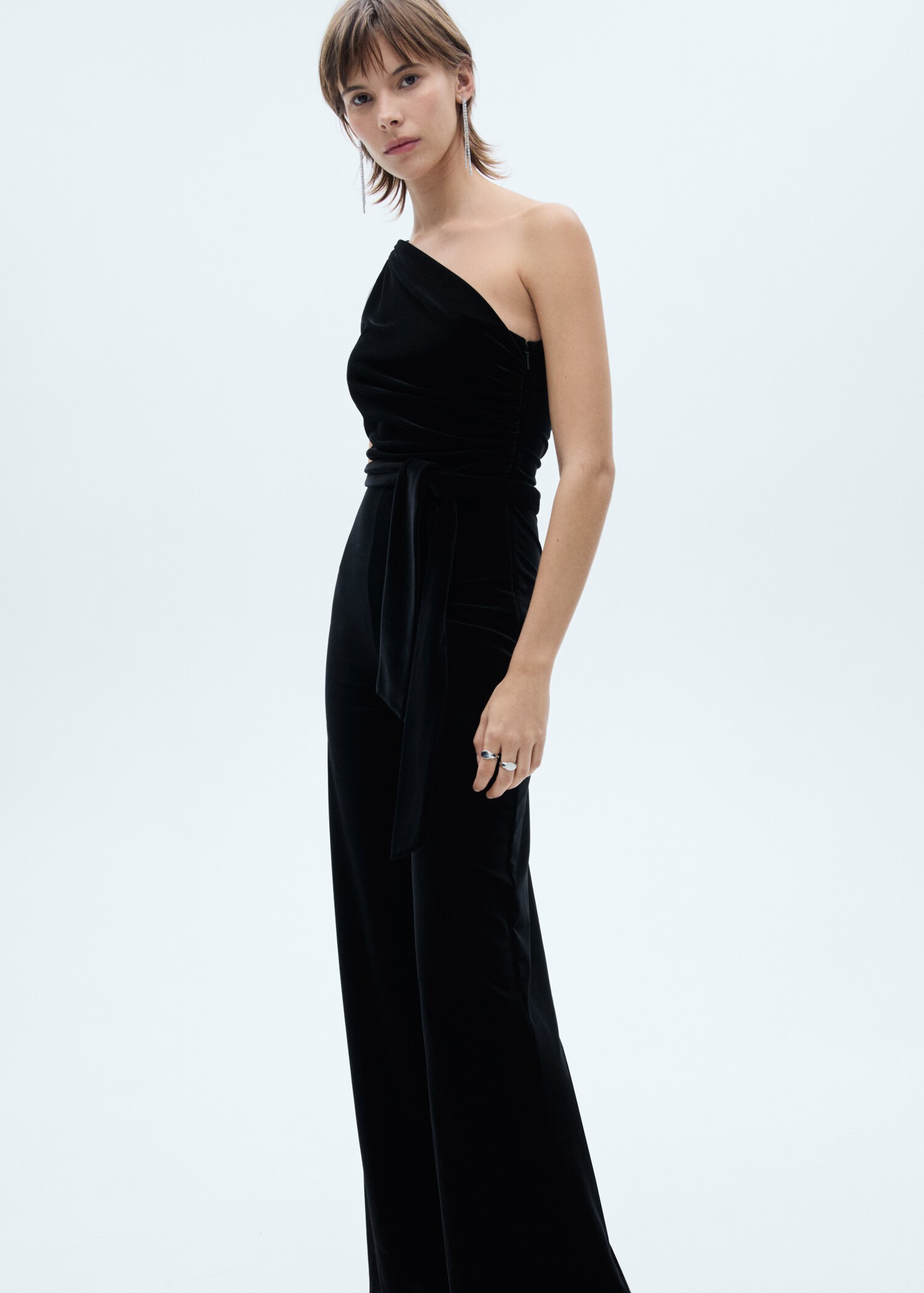 Asymmetric velvet jumpsuit - Women | MANGO USA