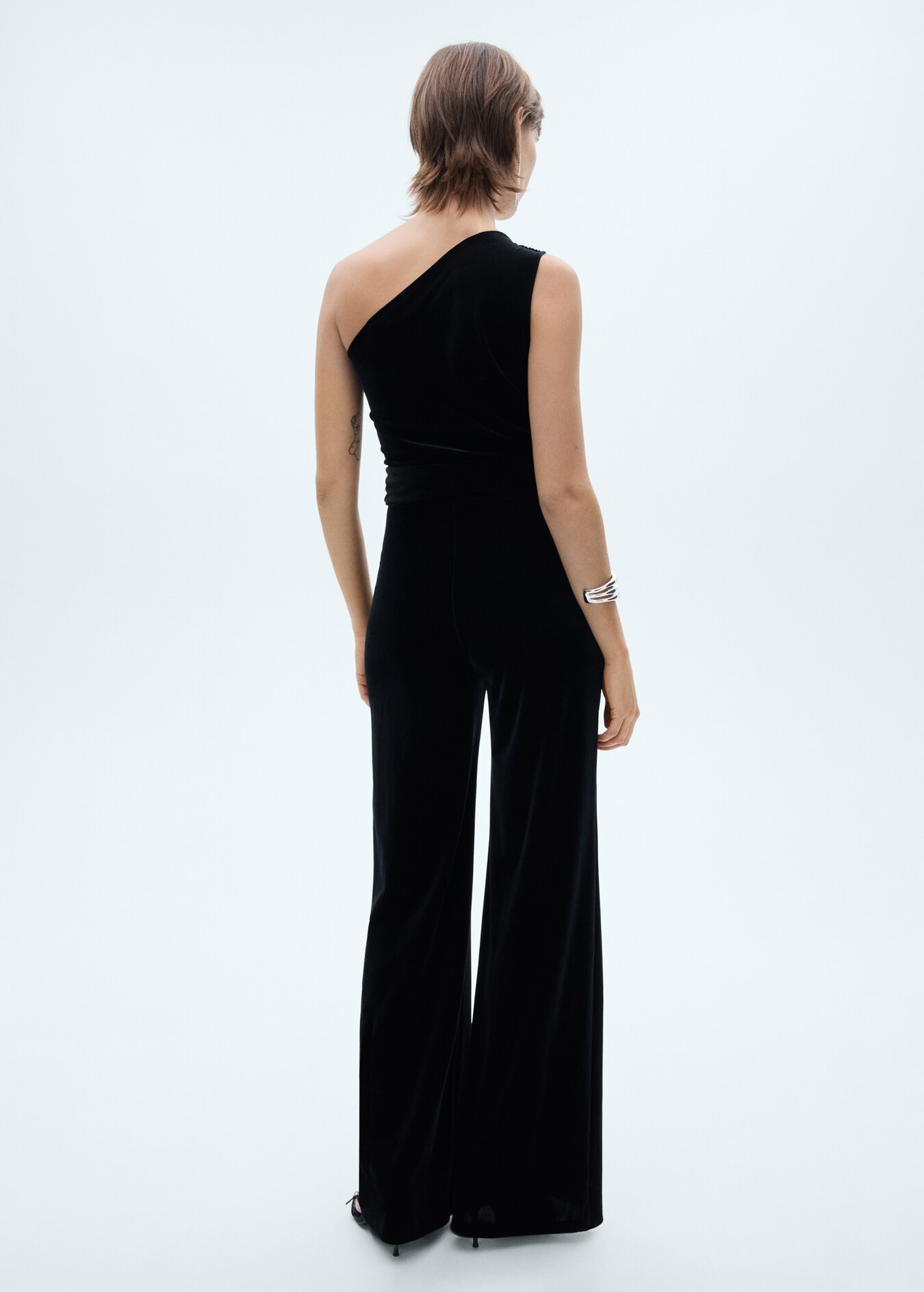 Asymmetric velvet jumpsuit - Women | MANGO USA