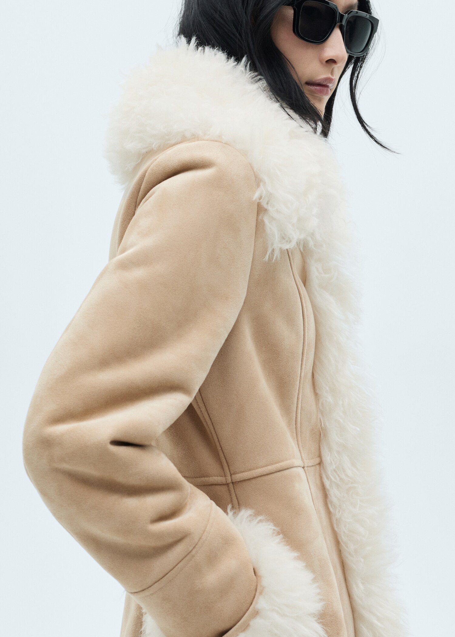 Shearling-lined coat - Women | MANGO USA