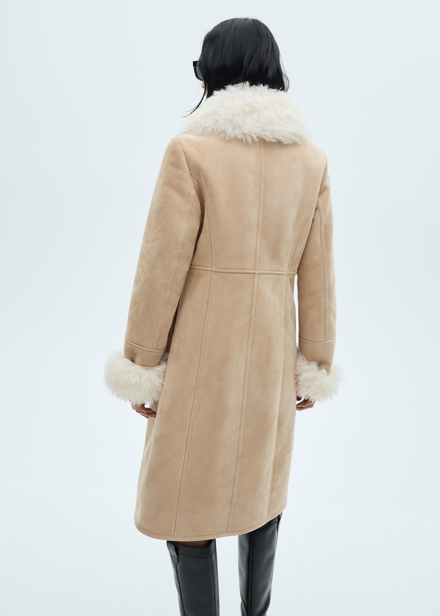Shearling-lined coat - Women | MANGO USA