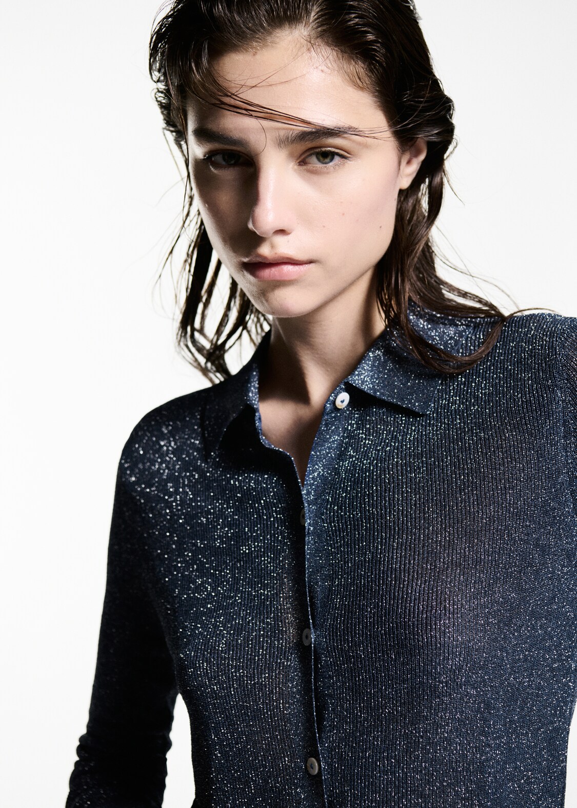 Lurex knitted shirt - Women | MANGO USA