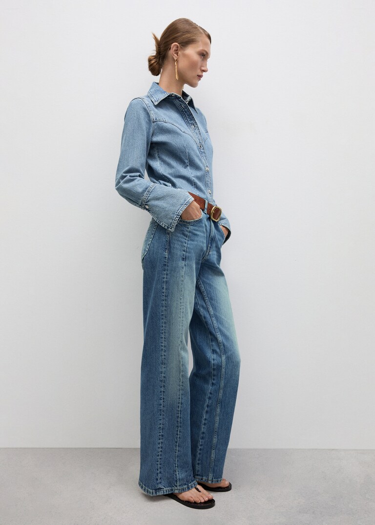 Straight jeans with decorative seams - Women | MANGO USA
