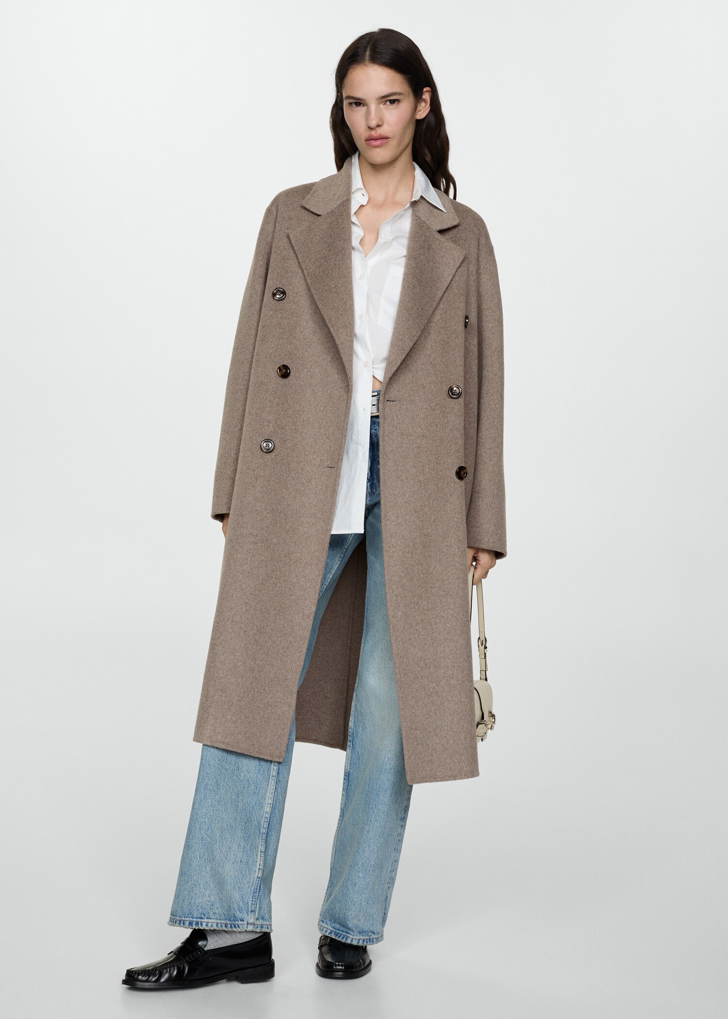 Handmade oversized wool coat - Women | MANGO USA