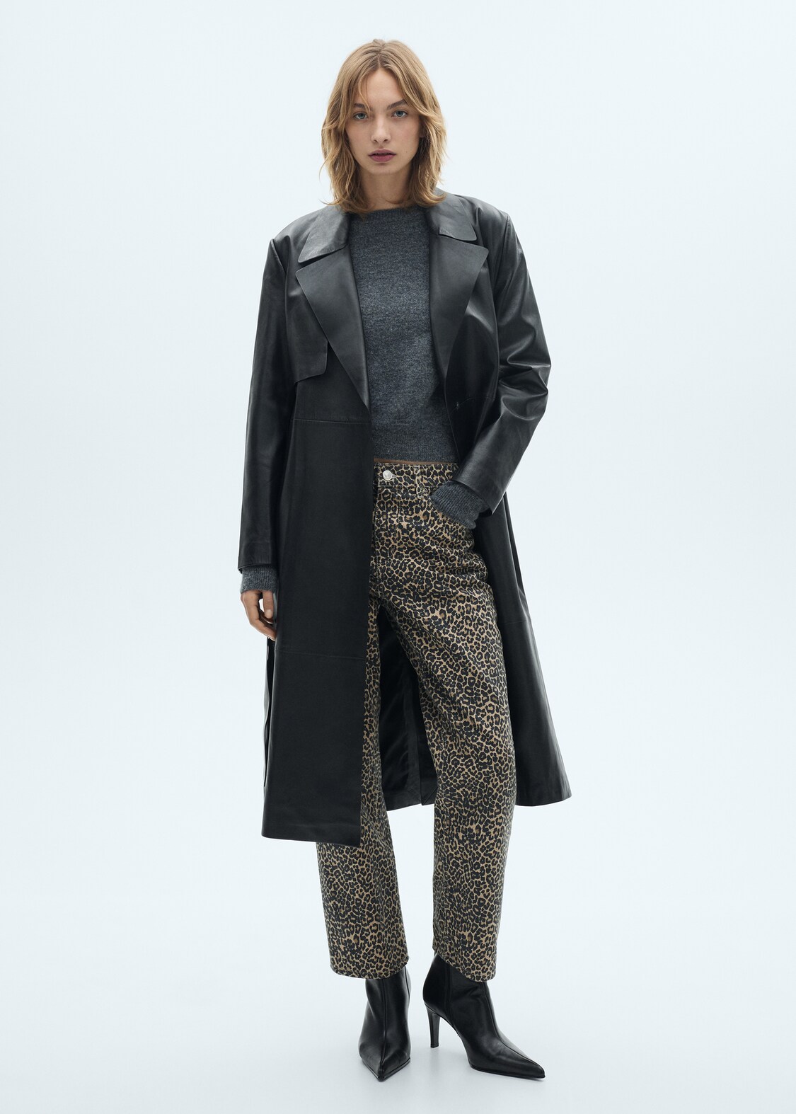 Leopard-print straight jeans - Women | MANGO USA