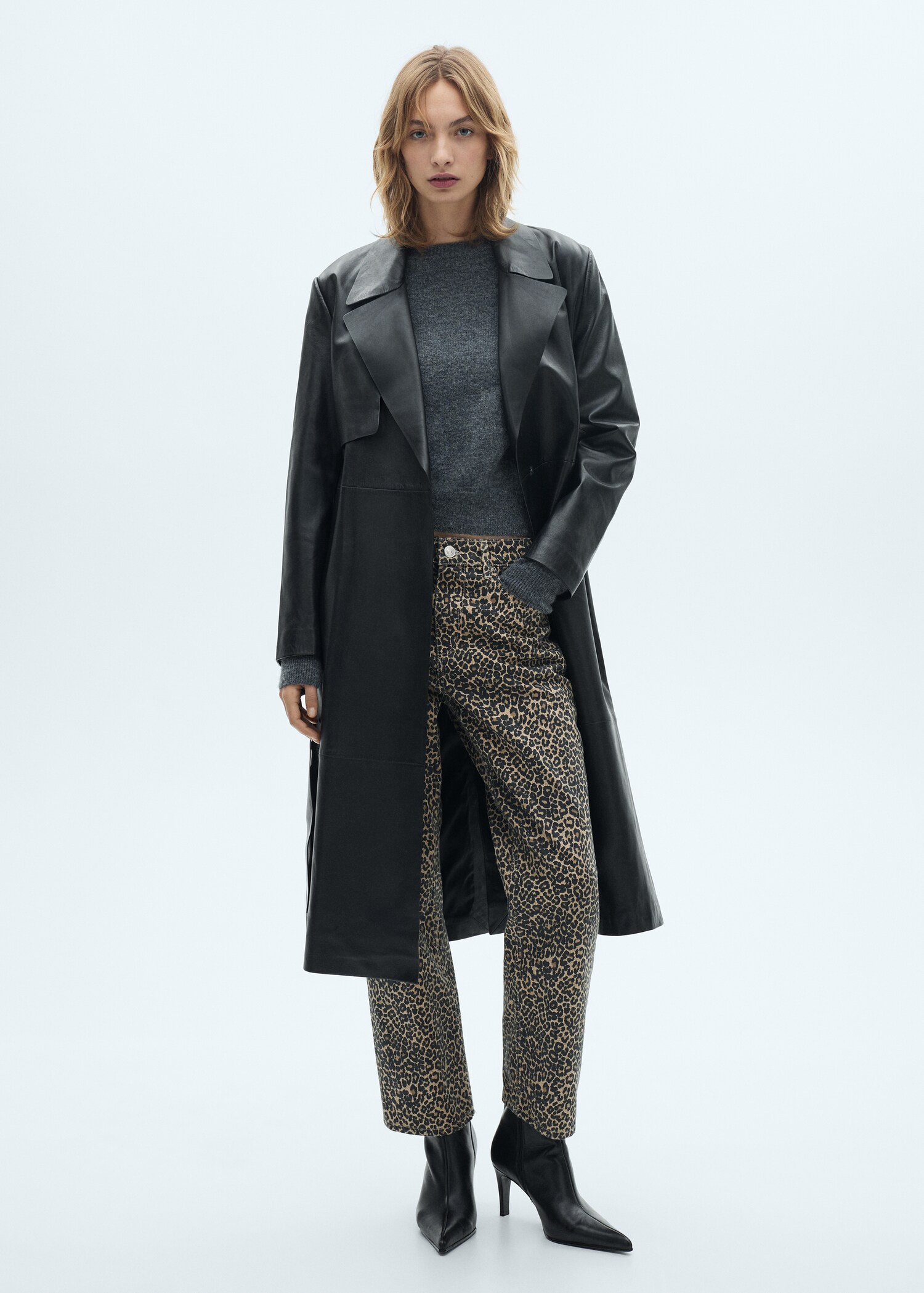 Leopard-print straight jeans - Women | MANGO USA