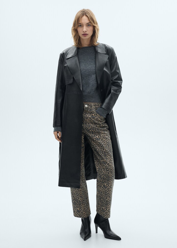 Leopard-print straight jeans - Women | MANGO USA