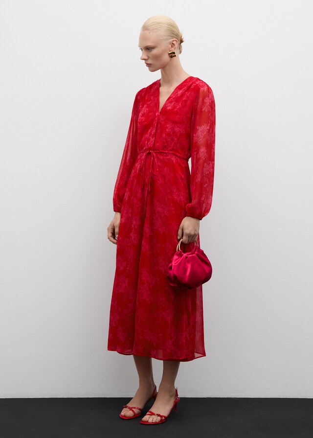 Floral-print dress with knot detail - Women | MANGO USA