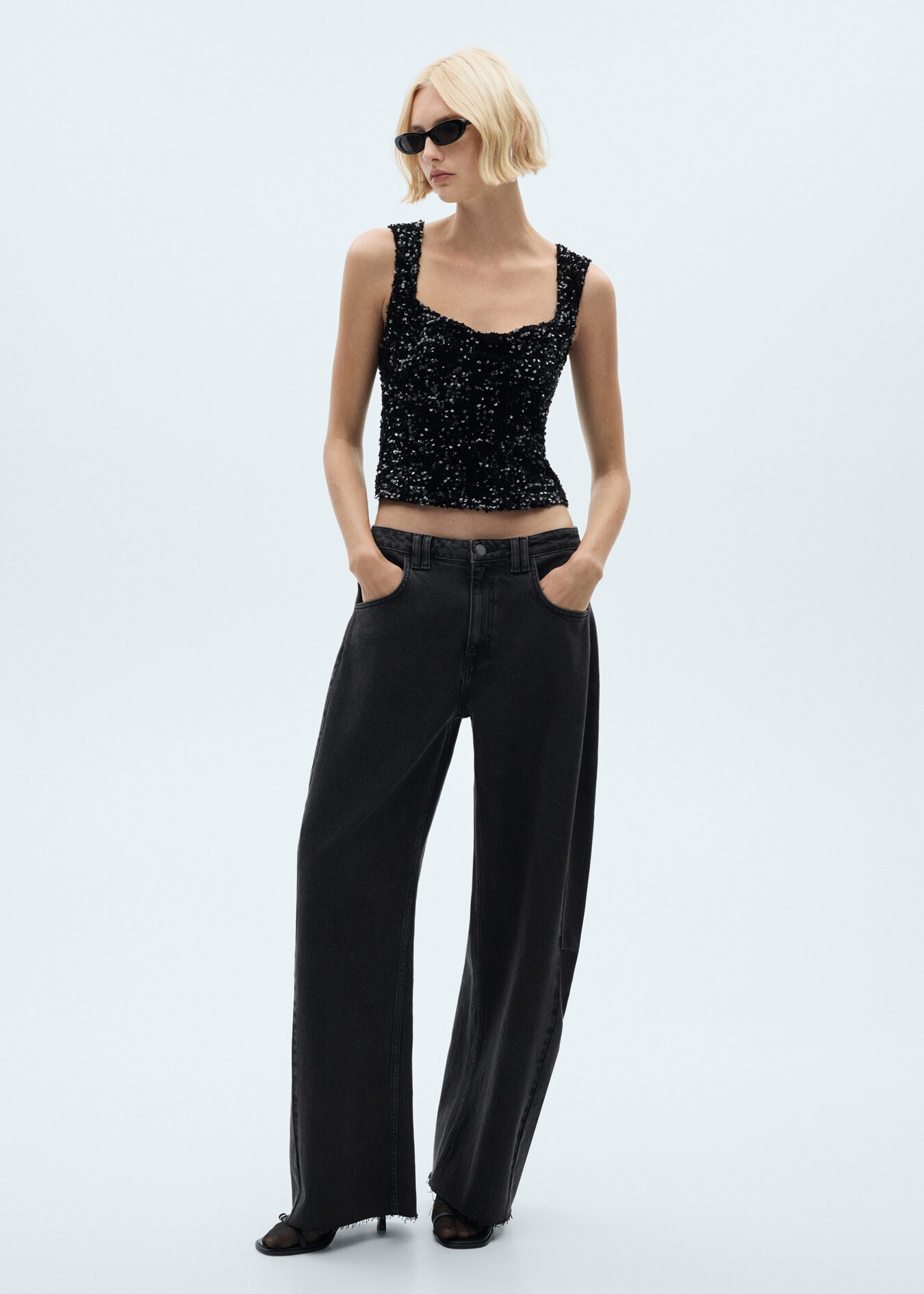 Sequined tank top - Women | MANGO USA