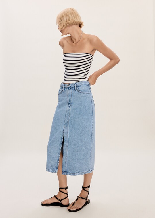 Jupe jean fendue - Femme | MANGO France métropolitaine