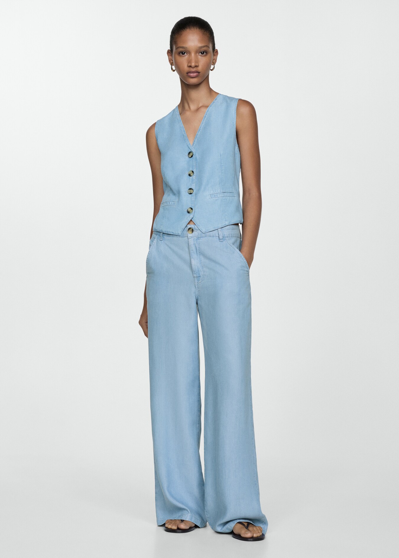 Wideleg lyocell trousers - Women | MANGO USA