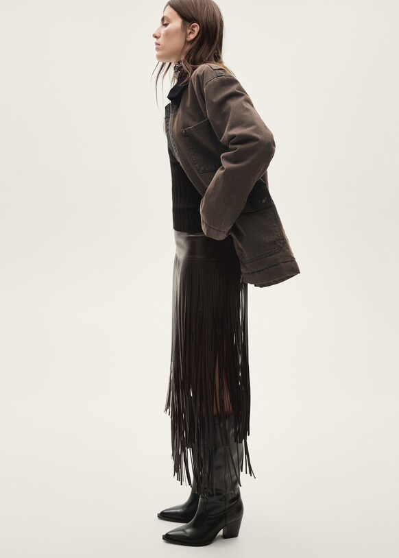 Denim parka with contrasting collar - Women | MANGO USA