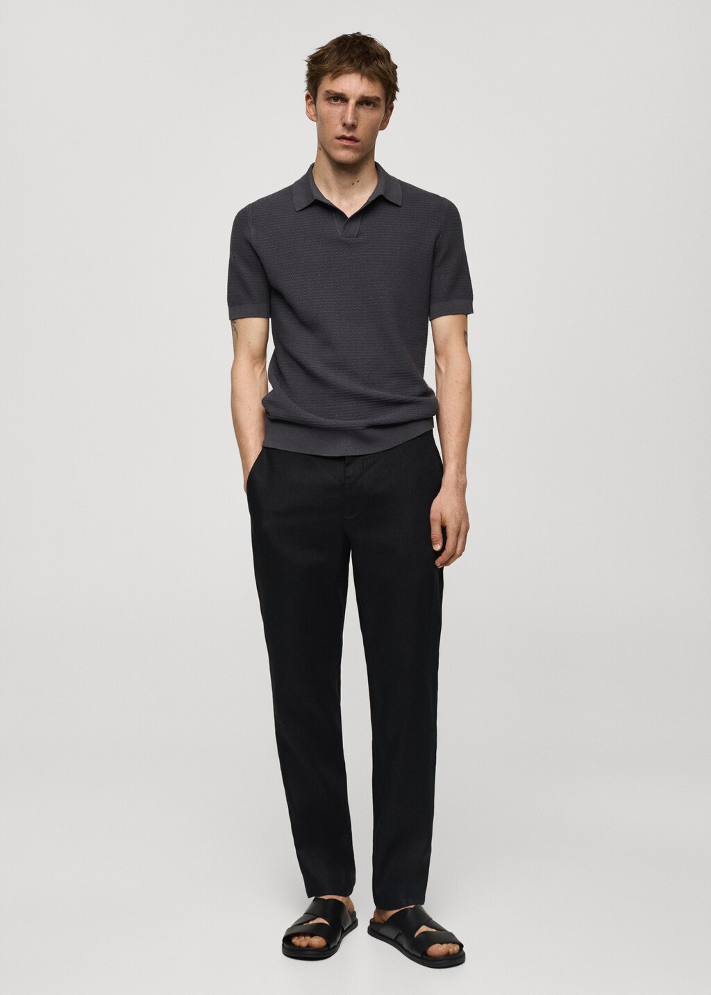 Slim-fit 100% linen trousers - Men | MANGO USA