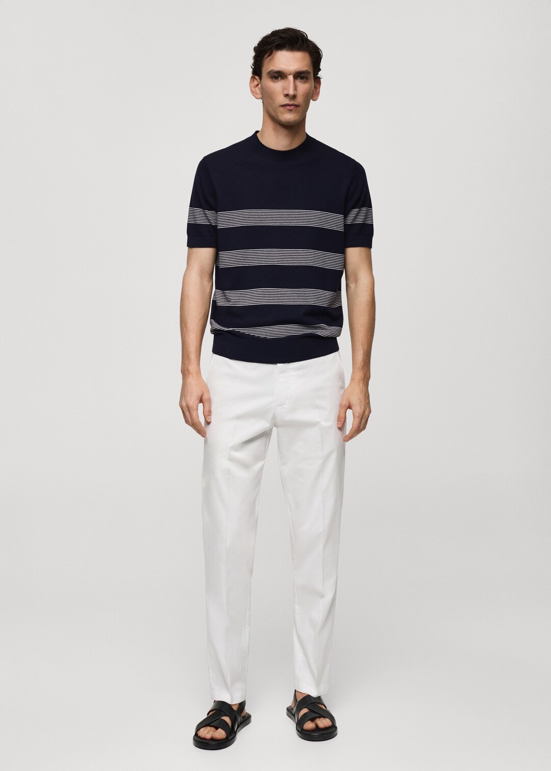 Striped modal cotton knitted t-shirt - Men | MANGO USA