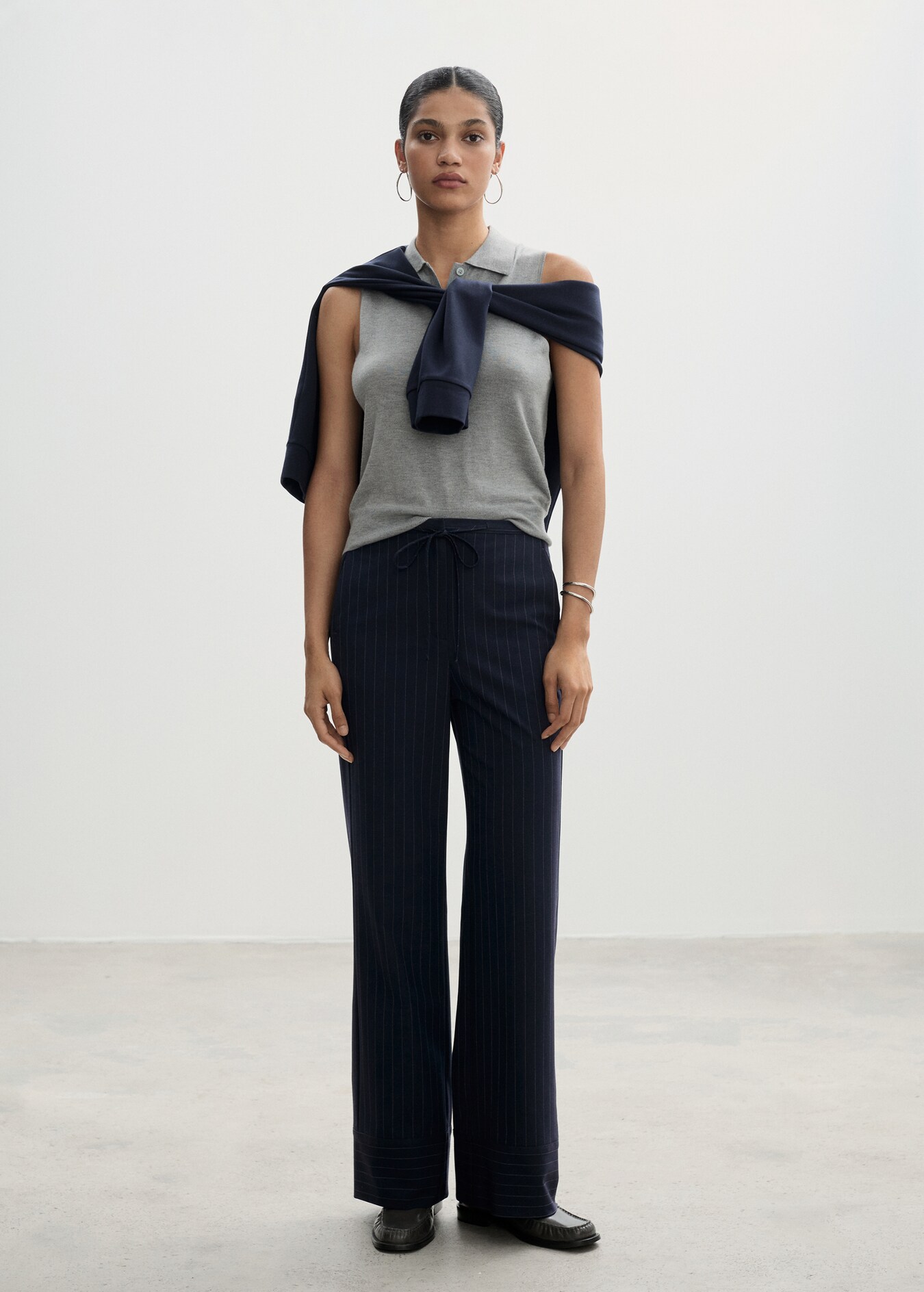 Chalk-stripe straight trousers - Women | MANGO USA