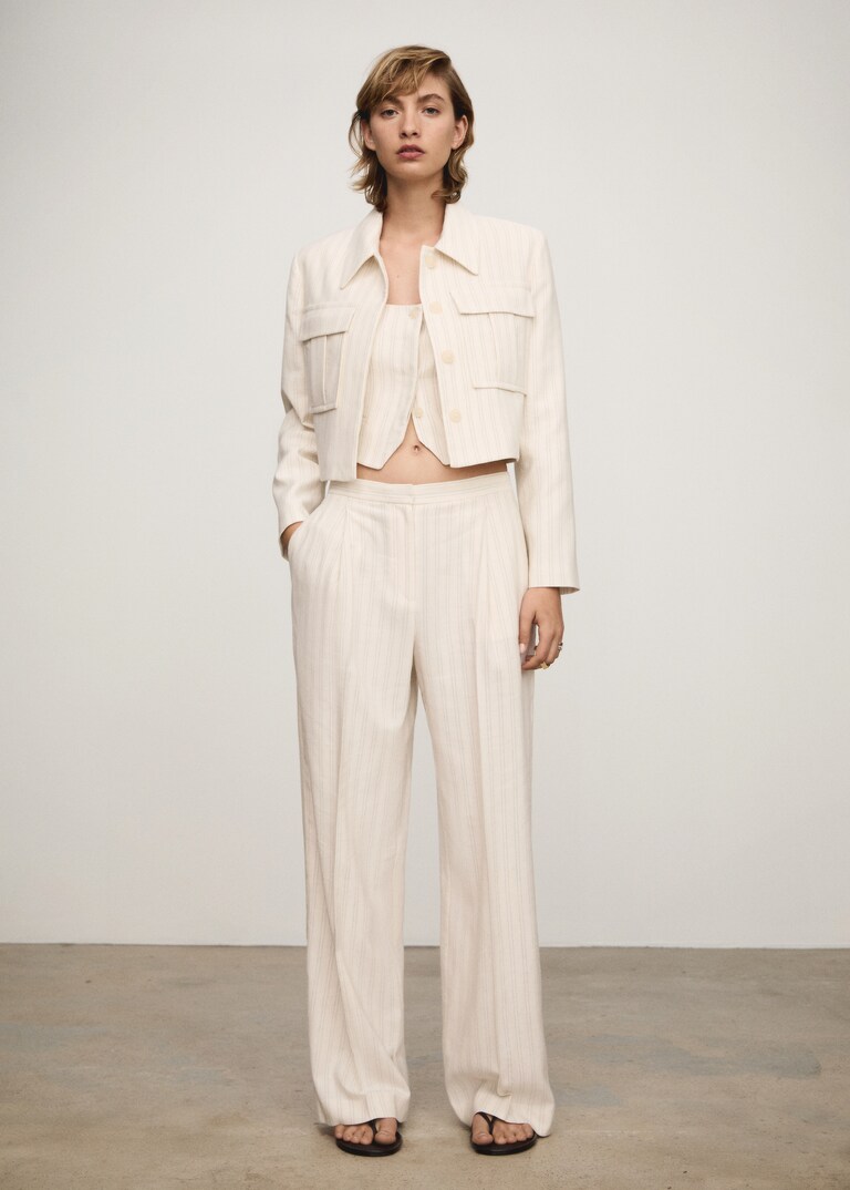 Straight striped trousers - Women | MANGO USA