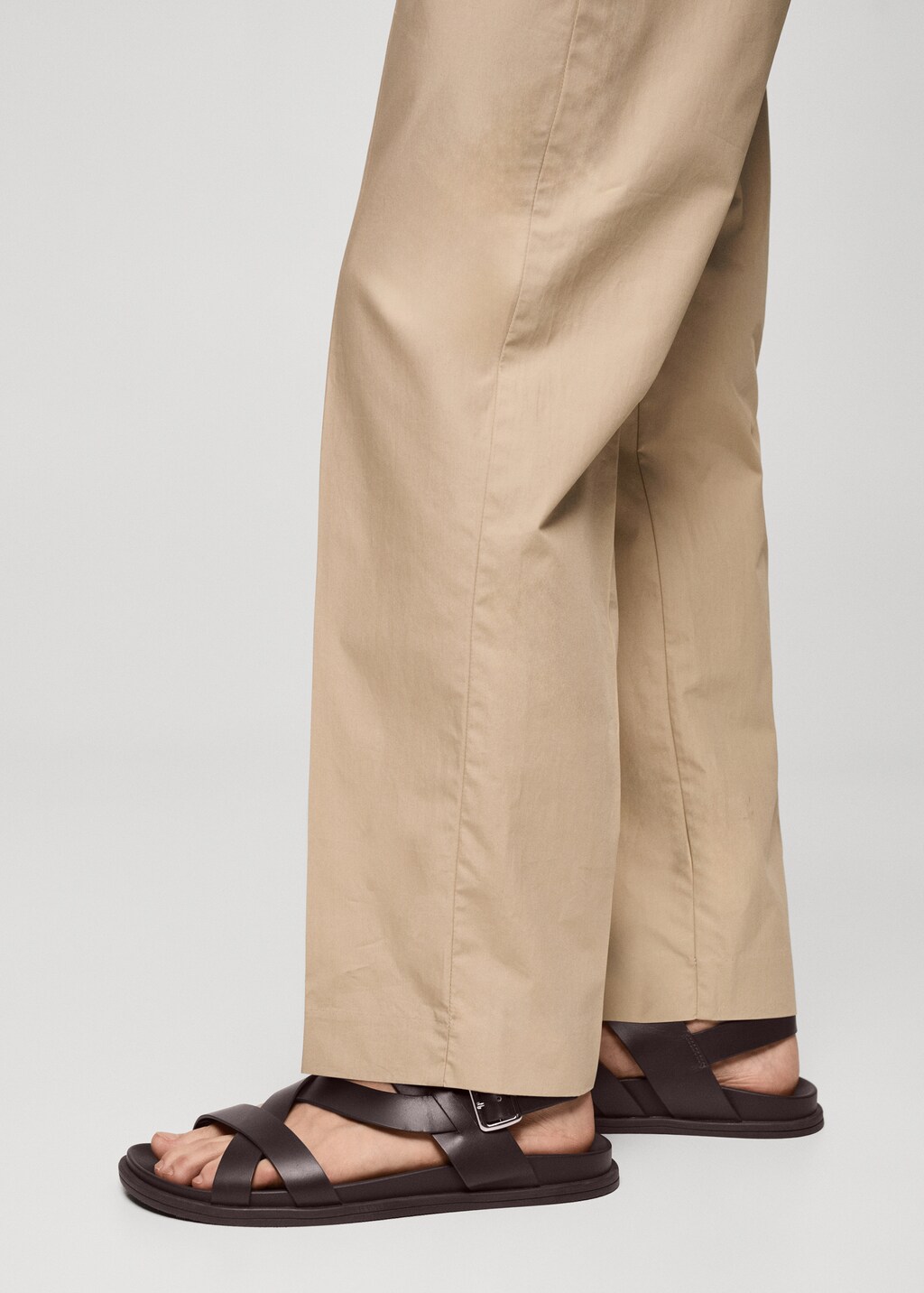 100% leather crossed strap sandal - Men | MANGO USA