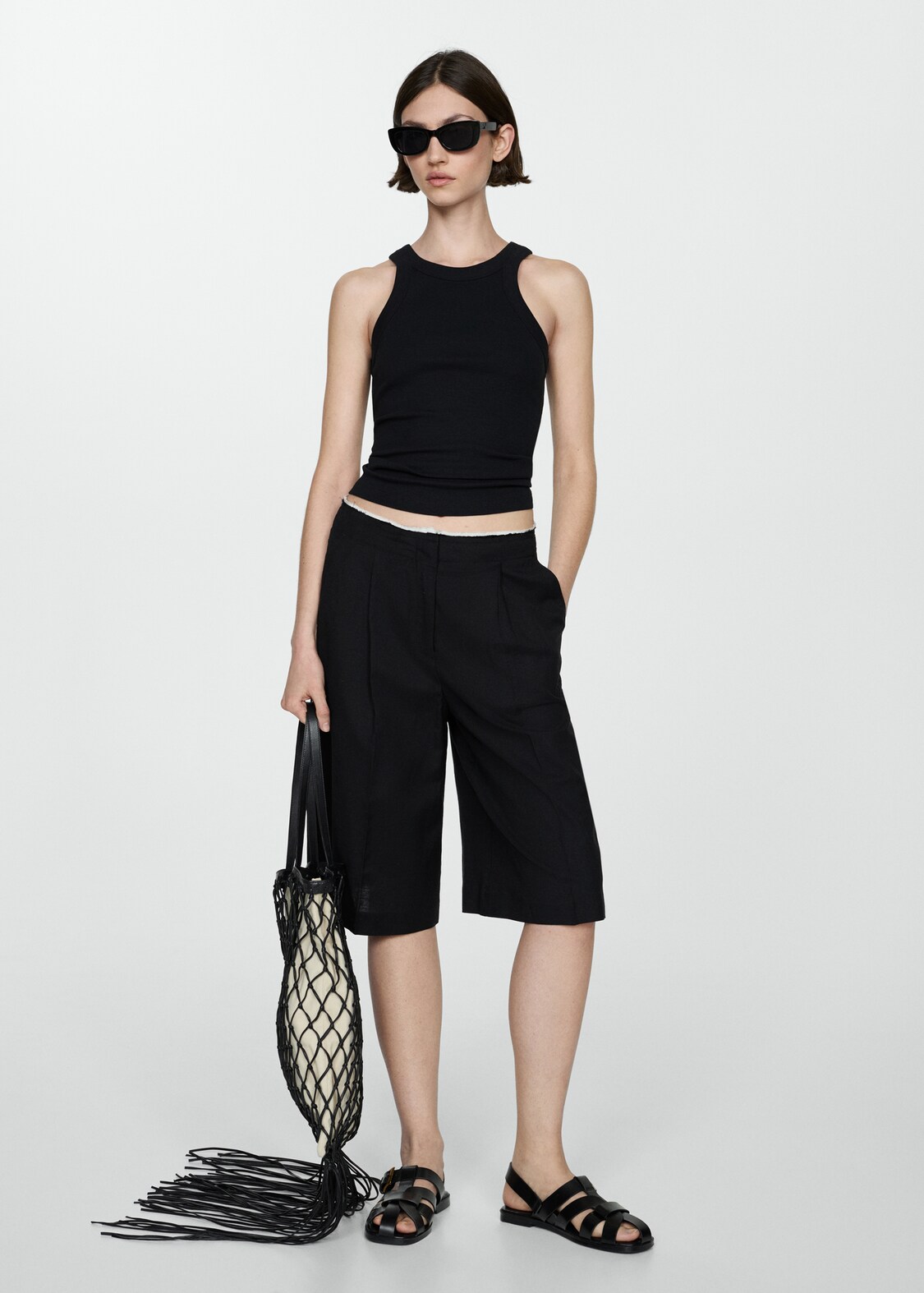 Ribbed cotton-blend top - Women | MANGO Ireland