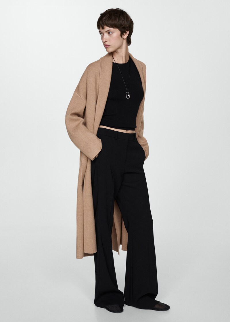 Oversized knitted coat with pockets - Women | MANGO USA
