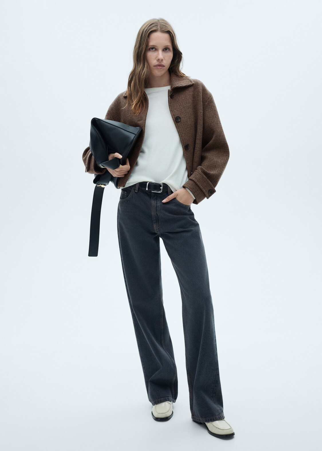 Micro-houndstooth wool jacket - Women | MANGO USA