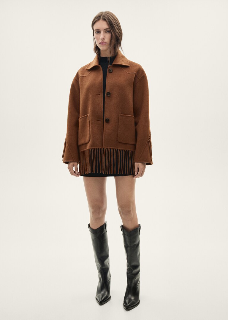 Fringed wool-blend jacket - Women | MANGO USA
