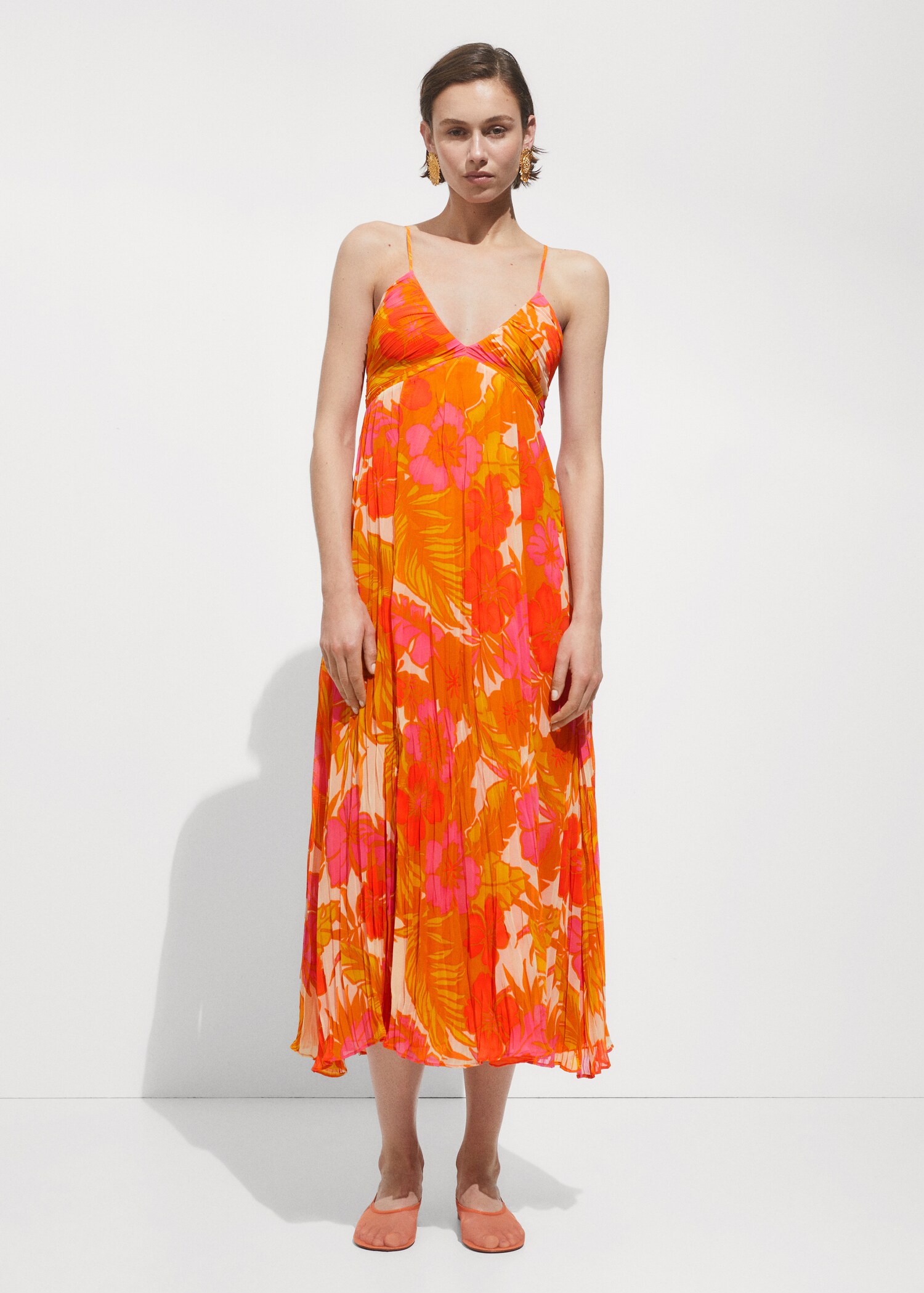 Printed dress with draped detail - Women | MANGO USA