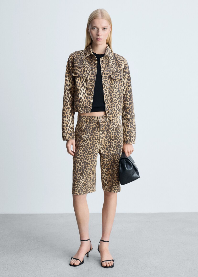 Leopard-print denim jacket - Women | MANGO USA